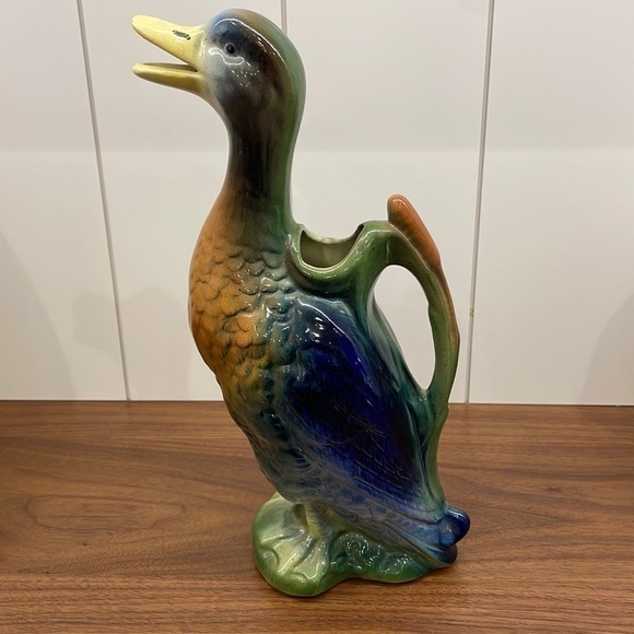 California Pottery | Accents | Vintage Duck Majolica Pitcherbeautiful ...